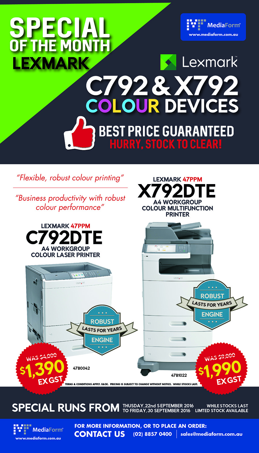 SPECIAL OF THE MONTH: Lexmark C792 & X792 Printers